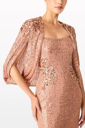 Jenny Packham Mina Sequin Capelet - Sable