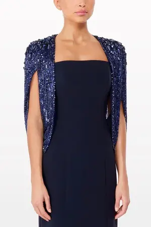 Jenny Packham Mina Sequin Capelet - Sea Dragon