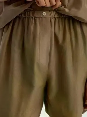 12 STOREEZ Elasticated-waist Cotton Shorts - Brown