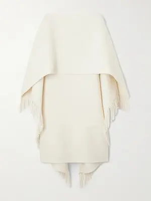 TOTÊME Fringed Wool-blend Poncho - Off-white