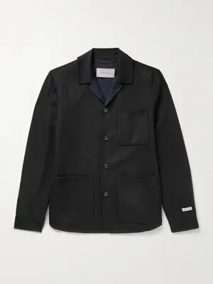 Canali Camp-collar Wool-blend Felt Overshirt