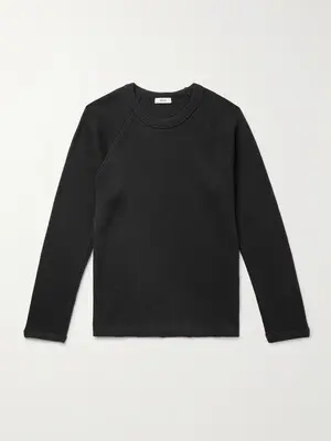 AGOLDE Payson Waffle-knit Cotton-blend T-shirt - Gray