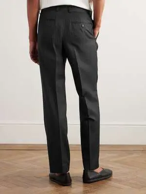 Auralee Straight-leg Pinstriped Wool Trousers - Charcoal