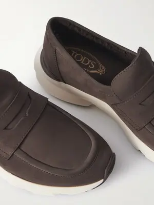 TOD'S Shearling-lined Suede Loafers - Brown