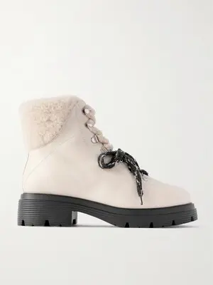 STUART WEITZMAN Hudson Lite Shearling-lined Ankle Boots - Neutrals
