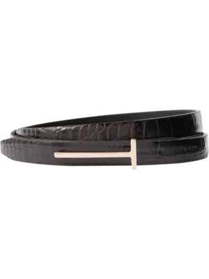 TOM FORD Croc-effect Leather Belt - Brown