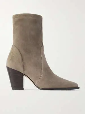 STUART WEITZMAN Jolene Suede Ankle Boots - Beige