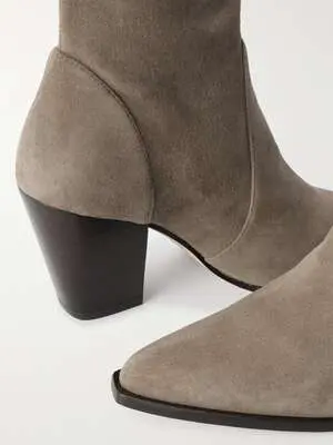 STUART WEITZMAN Jolene Suede Ankle Boots - Beige