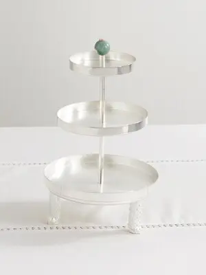 NATALIA CRIADO Plated And Jasper Cake Stand - Silver