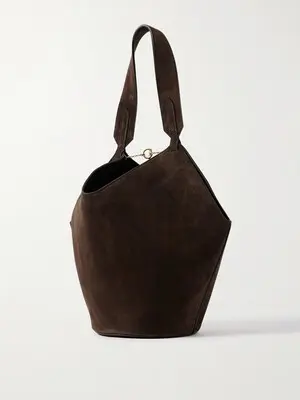 Khaite Lotus Small Suede Tote - Brown