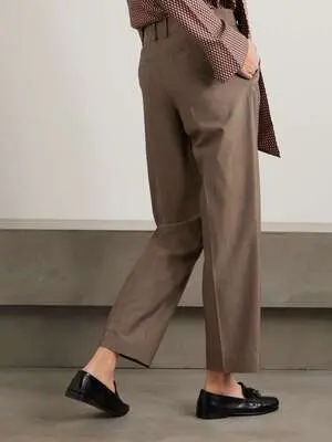 JOSEPH Trina Wool Straight-leg Pants - Mushroom
