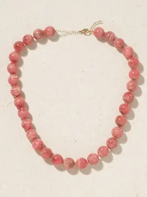 Jia Jia Gold Rhodochrosite Beaded Necklace - Pink
