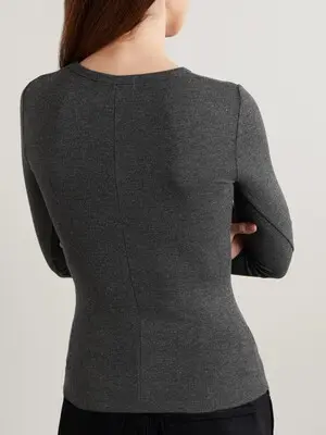 Eterne Ribbed Jersey Top - Gray