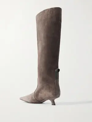 Brunello Cucinelli Scarpe Suede Knee Boots - Gray