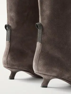 Brunello Cucinelli Scarpe Suede Knee Boots - Gray