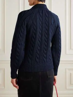 Bally Cable-knit Wool Polo Sweater - Navy