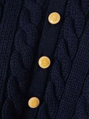 Bally Cable-knit Wool Polo Sweater - Navy