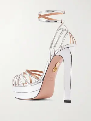 AQUAZZURA Wild Dream 105 Metallic Platform Sandals - Silver