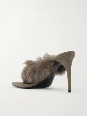 Alaïa Shearling Mules - Taupe