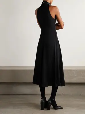 Alaïa Cut-out Embellished Leather-trimmed Crepe Midi Dress