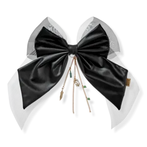 SCUNCI Faux Leather Bow Barrette - One-color