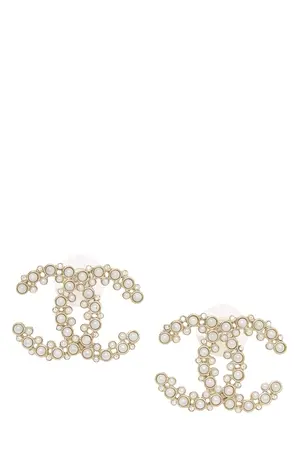 Chanel Faux Pearl 'cc' Earrings - Gold