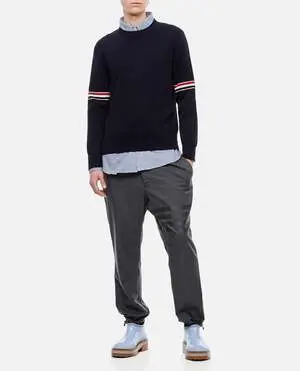 Thom Browne Milano Stitch Crewneck Sweater - Blue