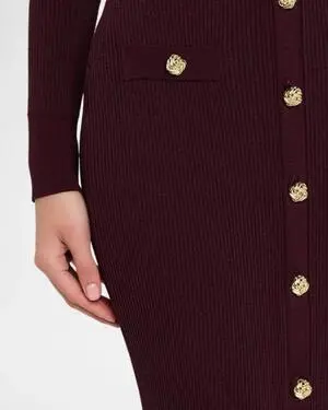 Generation Love Andolina Rib-knit Midi Dress - Malbec