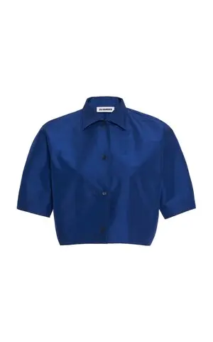 JIL SANDER Cropped Button-down Shirt - Blue