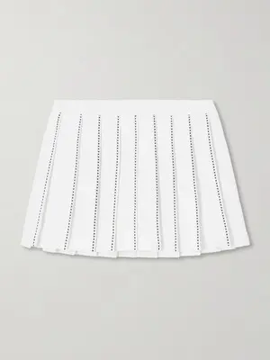 Tory Burch Embroidered Pleated Jersey Mini Tennis Skirt - White