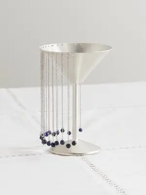 NATALIA CRIADO Taller Marmo Celebration Fringed -plated And Lapis Lazuli Margarita Glass - Silver