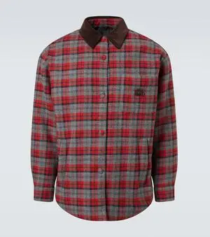 Miu Miu Plaid Virgin Wool Down Overshirt
