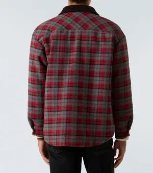 Miu Miu Plaid Virgin Wool Down Overshirt