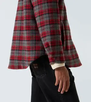 Miu Miu Plaid Virgin Wool Down Overshirt