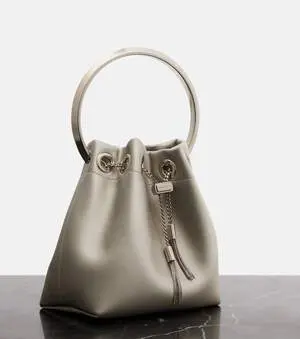 JIMMY CHOO Bon Bon Satin Bucket Bag - Silver