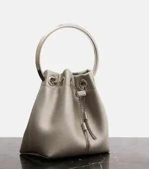 JIMMY CHOO Bon Bon Satin Bucket Bag - Silver
