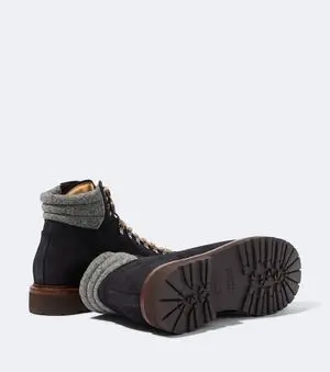 Brunello Cucinelli Suede Lace-up Boots - Blue