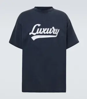 Balenciaga Printed Cotton Jersey T-shirt - Black