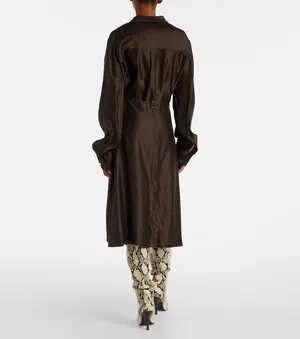 Khaite Nania Twill Midi Skirt - Brown