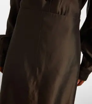Khaite Nania Twill Midi Skirt - Brown