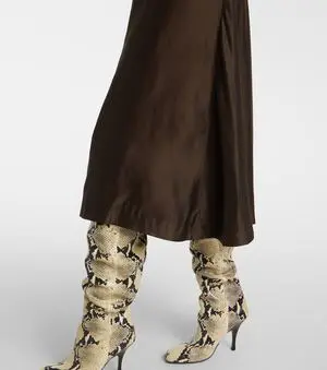 Khaite Nania Twill Midi Skirt - Brown