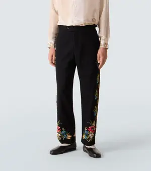 BODE Aquitaine Beaded Wool Straight Pants