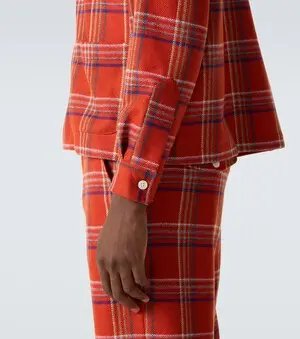 BODE Gable Plaid Wool Flannel Overshirt - Red