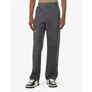REPRESENT Workwear Wide-leg Cotton Trousers - Washed Black