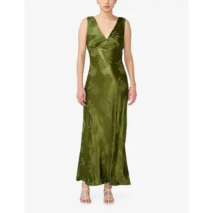 OMNES Iris Floral Jacquard Woven Maxi Dress - Pear Green