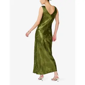 OMNES Iris Floral Jacquard Woven Maxi Dress - Pear Green