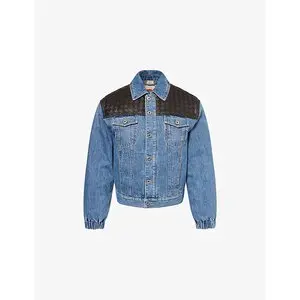 Bottega Veneta Leather-panel Denim-down Jacket
