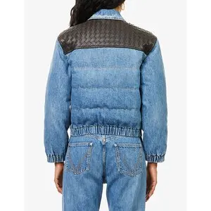 Bottega Veneta Leather-panel Denim-down Jacket