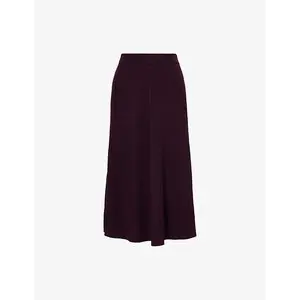 Victoria Beckham Ribbed Flared Wool Midi Skirt