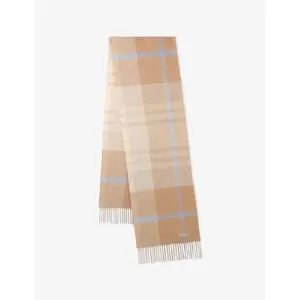 Mulberry Small-check Merino-wool Scarf - Camel-poplin Blue